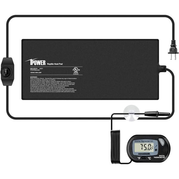 商品名iPower 8 by 18-Inch Reptile Heat Mat with Temperature Adjustable Controller Knob, LCD Digital Aquarium Thermometer, U...