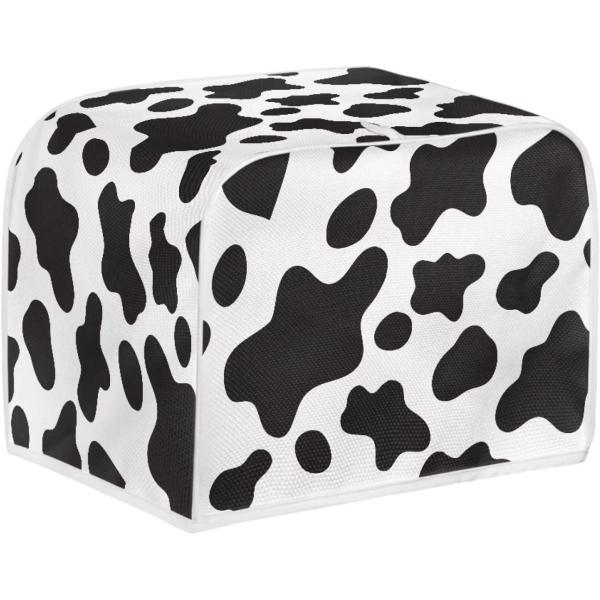 商品名doginthehole Cow Print Toaster Dust Cover 2 Slice, Black White Animal Pattern Bread Toaster Oven Cloth Cover Kitchen ...