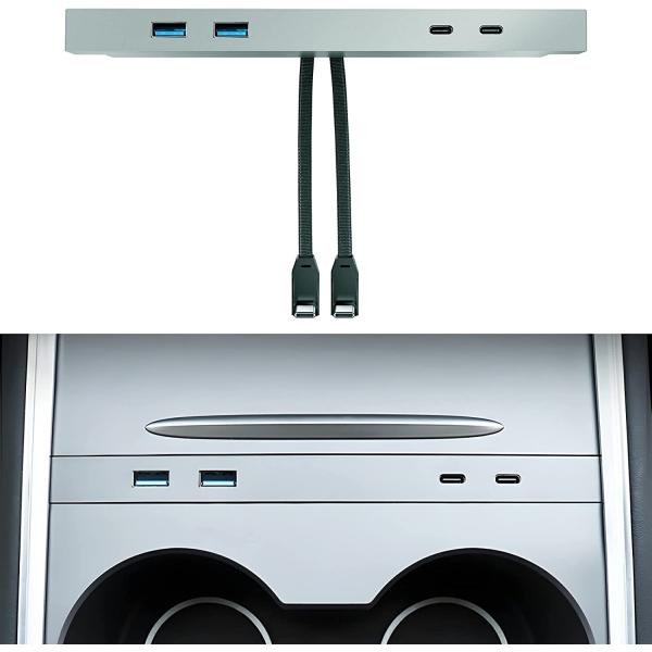 商品名Easesuper Tesla USBハブ 車用USB充電器 2021 2022 Tesla Model 3/Y用 センターコンソール充電器 27W Fast Pd Tesla Model 3/Yアクセサリー 100%フィットセンター...