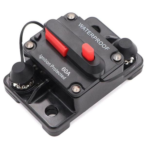 商品名60 Amp 12V-48V DC Waterproof Circuit Breaker Manual Reset - Great for Car Stereo, Solar Power Systems, Automotive, AT...