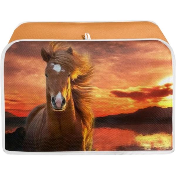 商品名doginthehole Horse Sunset 2 Slice Toaster Cover Kitchen Small Appliance Dust Cover, Horse Gift for Women Bread Toaste...