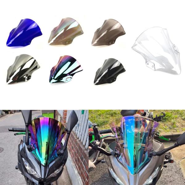 商品名: オートバイ ダブルバブルフロントガラスディフレクタープロテクター ウィンドスクリーン Kawasaki Ninja400 Ninja 250 400 EX400 2018-2021 2022 2023 Ninja250用 (シルバ...