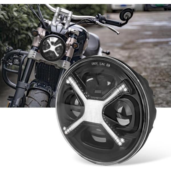 商品名: OFFROAD GAMERS X Style 5-3/4 5.75インチ LED ヘッドライト ブラックナイト LED プロジェクション ヘッドライト ダイナストリートボブ スーパーワイドグライド ローライダーナイト対応 (ホワイ...