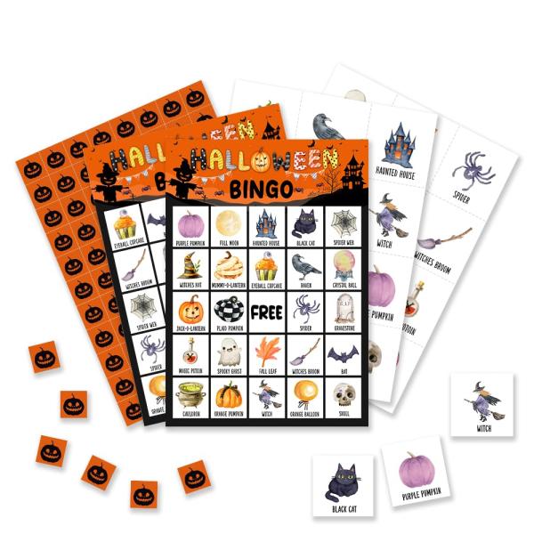 商品名:  Foosproea Halloween Bingo Cards, Halloween Bingo Games for 24 Players, Halloween Games for Family Friends Large Gr...