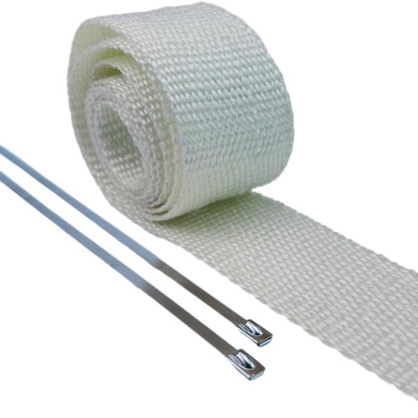 商品名:  High-Temperature 2 in wide x 5 ft long White Exhaust Wrap with 2 Stainless Steel Zip Ties - Heat Shield Kit for Pe...