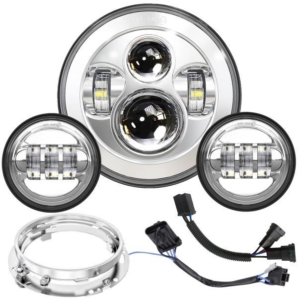 商品名:  7 inch Motorcycle LED Headlight 4.5’’ Fog Passing Lights DOT Kit for Harley Davidson Road King Custom Street Elect...