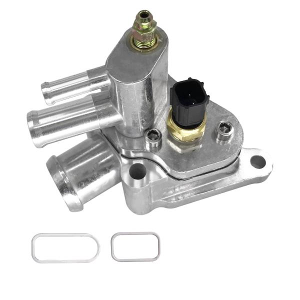 商品名: MITZONEアルミニウムエンジンクーラントサーモスタットハウジングアセンブリクライスダッジシーラス(メキシコ)セブリングストラタスV6 2.7L 2001-2006三菱エンデバーギャラン1999-2010と互換性があります MI...