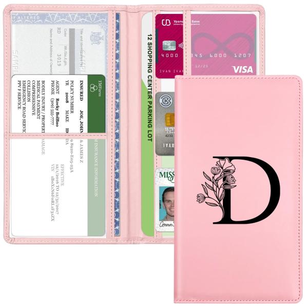 商品名: YeeCASE 車の登録と保険ホルダー、磁気クロージャー付きカードキュメントホルダー、ピンクの文字付きウォレットケース自動車カーアクセサリー 男女兼用 YeeCASE Car Registration &amp; Insuranc...