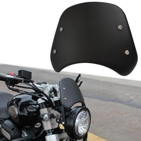 商品名:  SINLIRU Motorcycle Windshield Black Front Fly screen Universal Windscreen with Mount Bracket for 5” to 7” Round He...