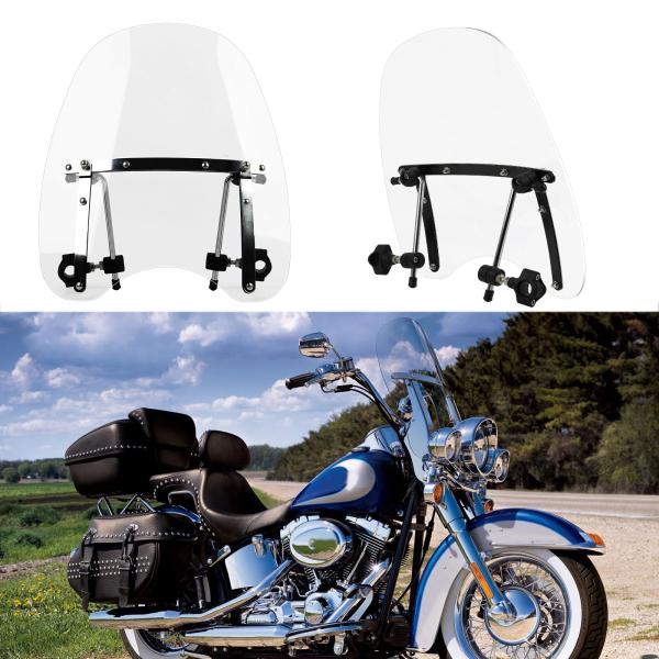 商品名:  JMTBNO 18"x16" Universal Motorcycle Windshield Clear, Motorcycle Windscreen Compatible with Harley Davidson Honda ...
