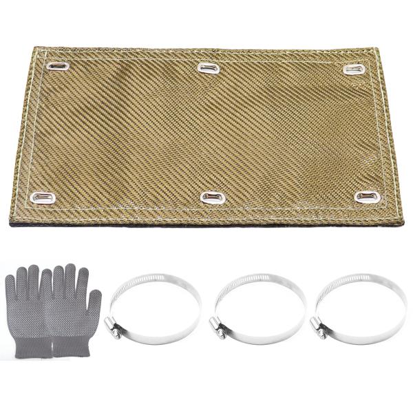 商品名:  weideer 6" x 12" Exhaust Heat Shield,Titanium Pipe Shield, 2 layer Material Heat Protection Up to 1350° with Glove...