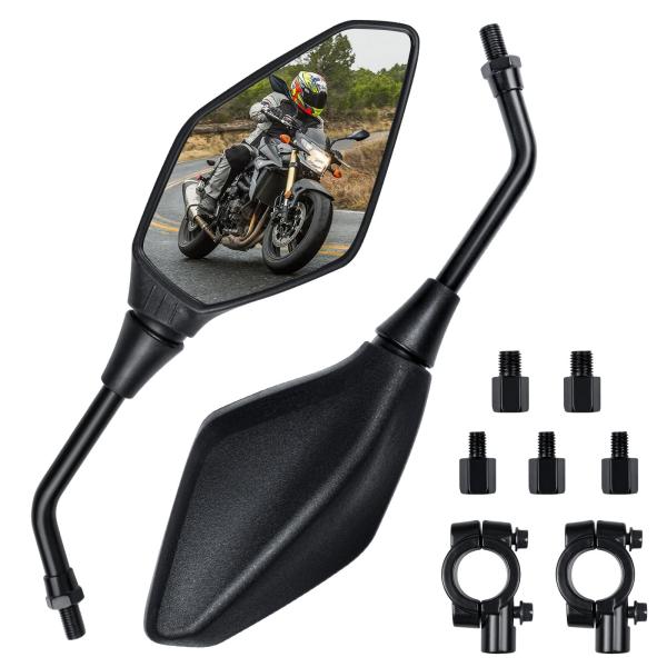 商品名:  Cretassion Motorcycle Mirror, Motorcycle Rear View Mirrors set M8 M10 with right-hand thread and left-hand thread,...