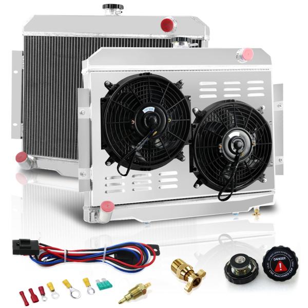 商品名:  YUFUQIDA 4 Row Core All Aluminum DPI583 Radiator + 2 x 10" Fan w/Shroud + Thermostat Relay Wire Kit Compatible wit...