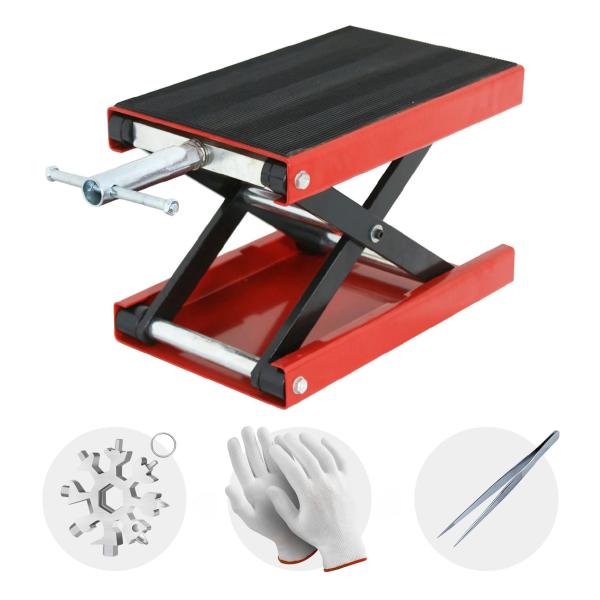 商品名: オートバイリフト 1100ポンド オートバイシザーリフトジャッキ ワイドデッキTハンドル付き 3/8インチソケット オートバイセンタースタンド チェーンブラシ付き Motorcycle Lift, 1100lb Moto Scis...