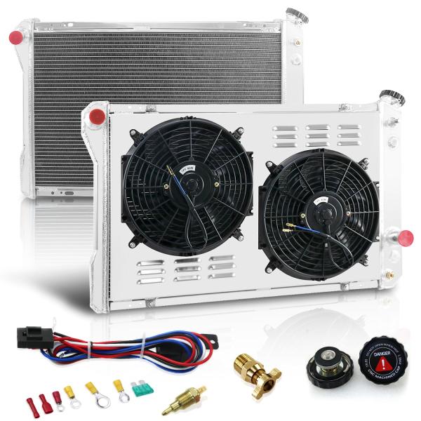 商品名:  YUFUQIDA 4 Row Core Aluminum DPI951 Radiator Assembly + 2 x 12" Fan w/Shroud + Thermostat Compatible with 1982-199...