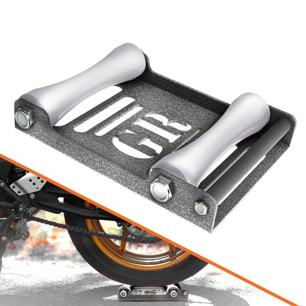 商品名: GRAND PITSTOP オートバイローラーホイールクリーニングスタンド - パドックスタンド交換用 - タイヤクリーニング&amp;チェーン潤滑用ランプサポート付きホイールローラースタンド(ローラーラージアンティックシルバー)...