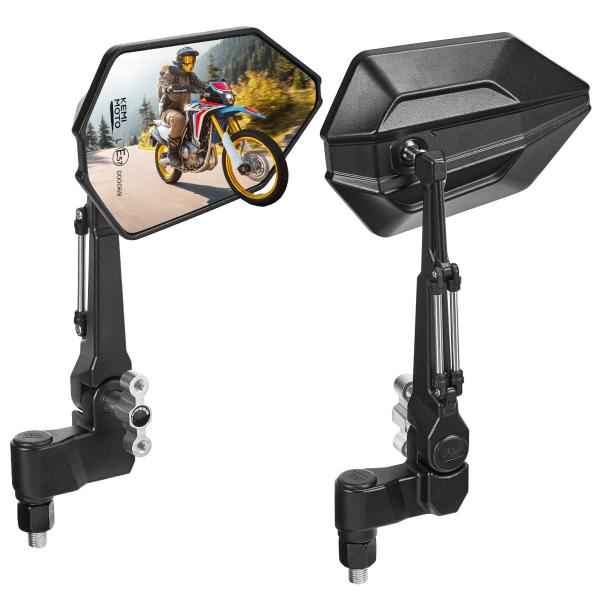 商品名: KEMIMOTO オートバイ バーエンド ミラー アルミ ハウジング 360度回転 M8 M10 スレッド ほとんどの車に適合 KEMIMOTO Motorcycle Handlebar Mirrors, M8 M10 Premi...