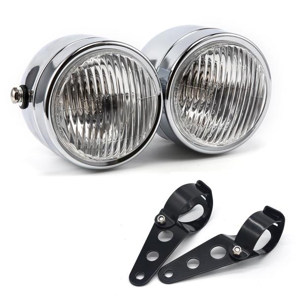 商品名:  BENEALL Motorcycle Headlight Assembly Halogens Double Front Head light with Mounting Brackets Assembly, Front Head...