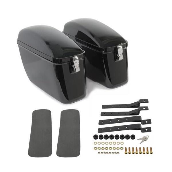 商品名:  Motorcycle Hard Saddle Bags (18.5"x12.8"x7.87") ? Universal Fit for Harley Sportster, Softail, Dyna, Honda Shadow,...