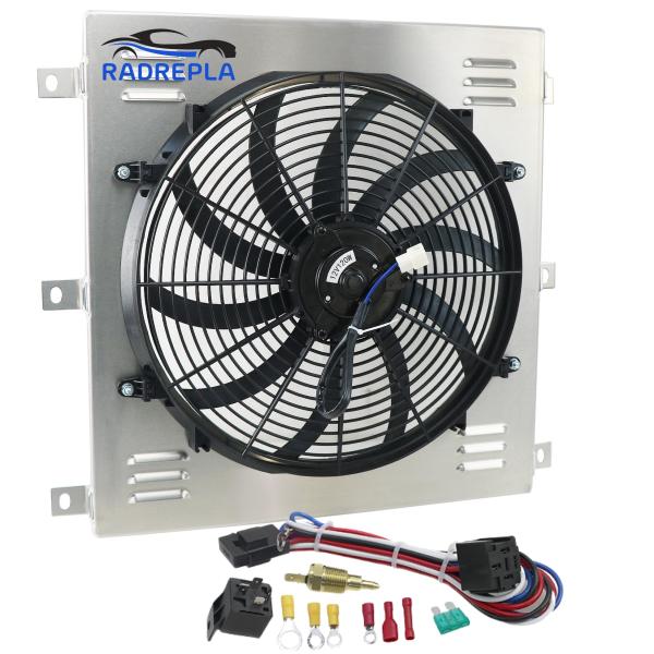 商品名: RADREPLA CC5100 アルミニウム ラジエーター シュラウド 1947-1954 シボレー トラック 3100 3600 3700 3.5L 3.8L L6 1x16インチ ファン サーモスタット リレーキット 1947...