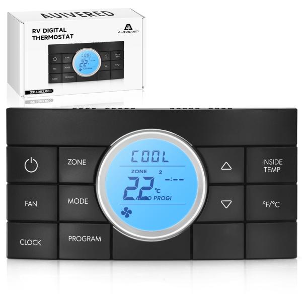 商品名: AUIVERED 3314082.000 RV デジタルサーモスタット(ブラック) - Dometic Air Conditoner Series 579、595、600、6308、520、6218xx、457915に対応 - 3...