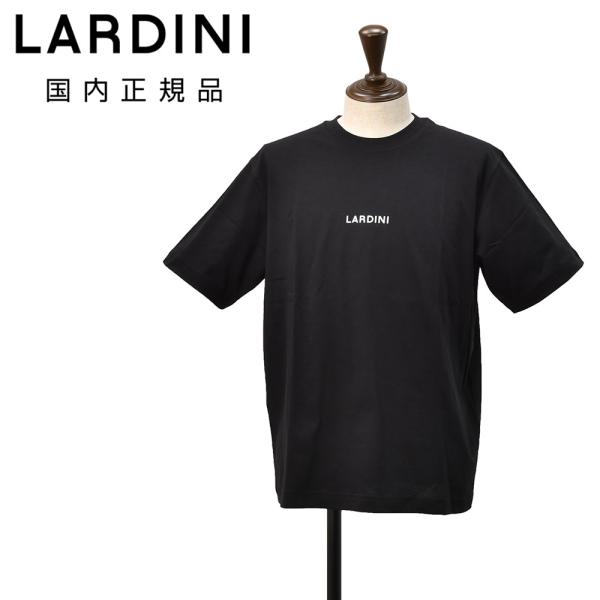 商品名：ラルディーニ LARDINI 半袖Tシャツ メンズ クルーネックカットソー コットンジャージー ブラック 黒 ブランドロゴ 左裾ブランドタグ 国内正規品