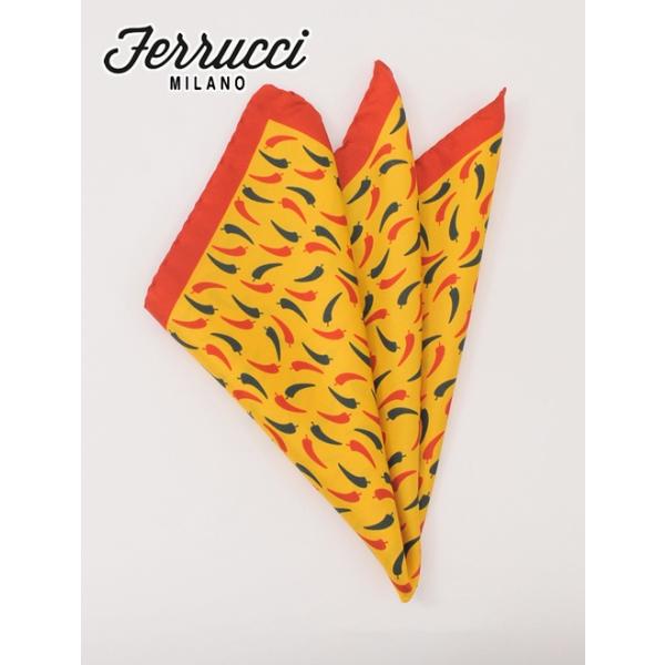 ■ 商品詳細ブランドFerrucci フェルッチ素材シルク100％仕様1枚地仕立て・裏表あり専用ケース付きサイズ24cm×24cm商品名：フェルッチ ミラノ FERRUCCI 51-PEPERONCINI とうがらし レッド＆イエローペッパ...