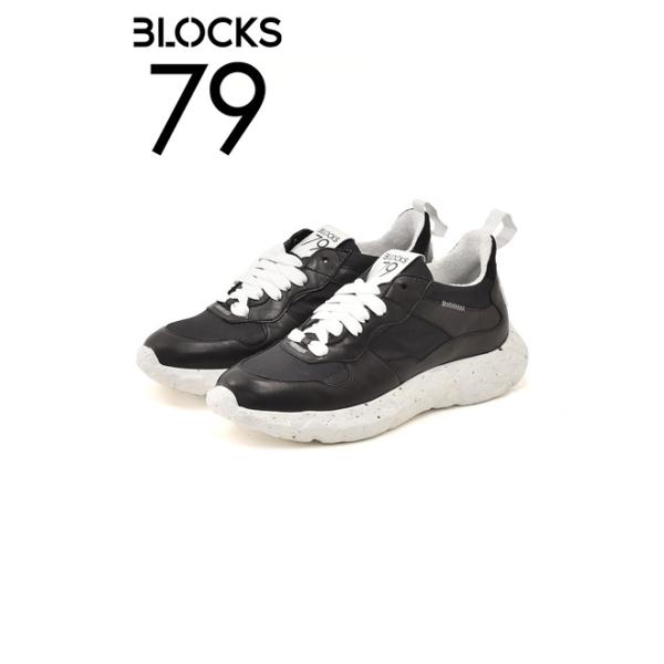商品名：ブロックス79 BLOCKS79 スニーカー メンズ COBIモデル ナンバリング ブラック スムースレザー Eｘtralightソール 国内正規品 でらでら 公式ブランド