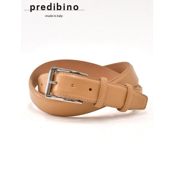 商品名：プレディビーノ Predibino レザーベルト メンズ スムースタイプ イタリアンレザー ベージュ 3.5cm幅 本革 真鍮バックル イタリア製 でらでら 公式ブランド