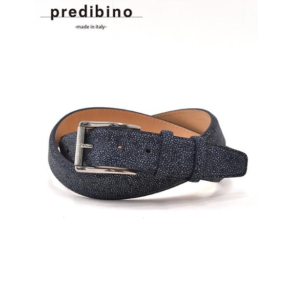 商品名：プレディビーノ Predibino レザーベルト メンズ ガルーシャパターン ブルージーンズ 3.5cm幅 本革 真鍮バックル 長さカット可能 でらでら 公式ブランド