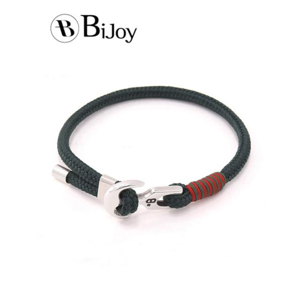 商品名：Bijoy ビジョイ ブレスレット ユニセックス ロープバングル 紐タイプ錨フック アルドアーズ チャコールグレー ポリエステル 真鍮 フランス製