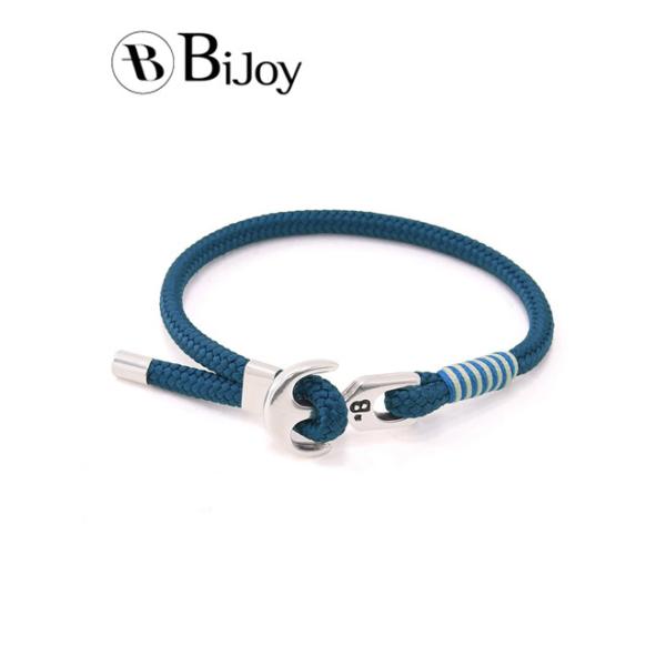 商品名：Bijoy ビジョイ ブレスレット ユニセックス ロープバングル 紐タイプ錨フック マリンブルー ポリエステル ニッケル・リードフリー 真鍮 フランス製