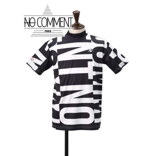 商品名：ノーコメントパリ　NO COMMENT PARIS メンズ 半袖Tシャツ GOLF モックネックカットソー ロゴデザイン ホワイト ブラック 国内正規品