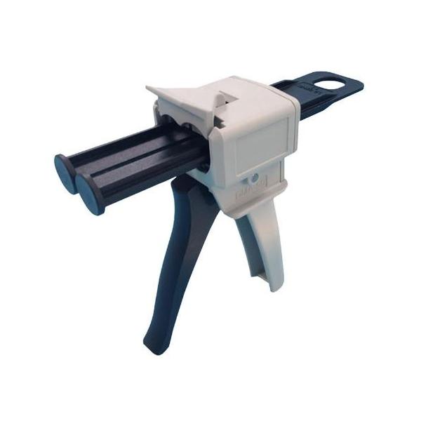 容器の先端にスタティックミキサーを挿入した容器をダブルカートリッジガンに取り付け、引き金を引くことにより2液が定量混合され吐出することができます。50gダブルカートリッジ専用ガン。2液自動混合吐出器に。メタルロックシリーズ・Ｙ６００シリーズ...