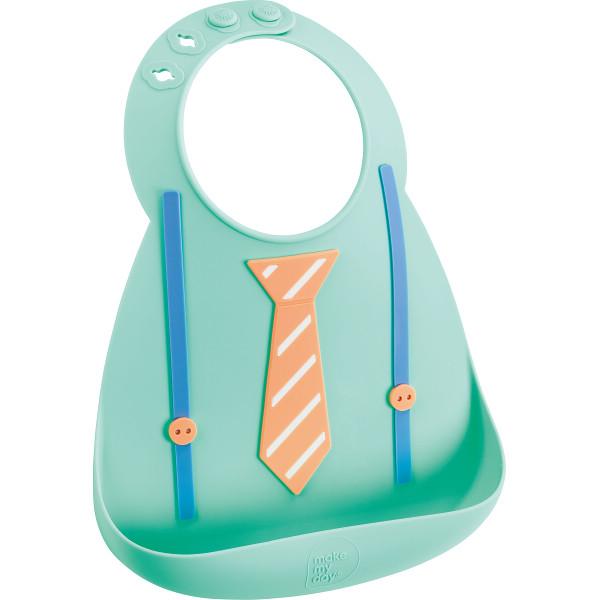 油が落ちるソフトシリコンのスタイです。個性的なカラーでオシャレ度ＵＰ。食洗機で丸洗いＯＫなのでお手入れカンタン。大きな立体ポケット付で、食べこぼしも、飲みこぼしもキャッチ。くるくると巻いてコンパクトになるので、お出かけにも便利です。●現品約...