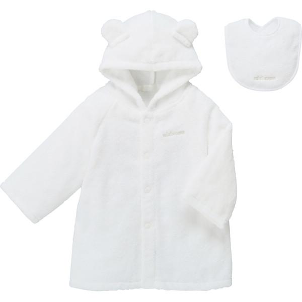 今治タオルの基準をクリアした吸水性に優れたバスローブとスタイのセット。お風呂あがりや水遊びの時にも便利なアイテムです。対象年齢：新生児〜3歳頃まで●フリーサイズ（身長70〜90ｃｍ）●（スタイ）綿100％、（バスローブ）綿100％●セット内...