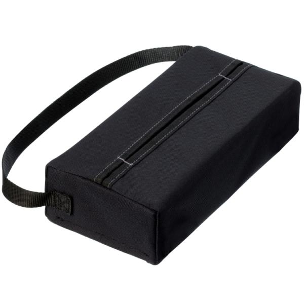 ティッシュケース９　ブラックBox Tissues Coverヘッドレスト取付け横置きタイプのティッシュケースティッシュBOXはファスナー固定なので交換もらくらくコンビニ袋を取付けてゴミ箱として利できる製品サイズ：H120×W250×D60...