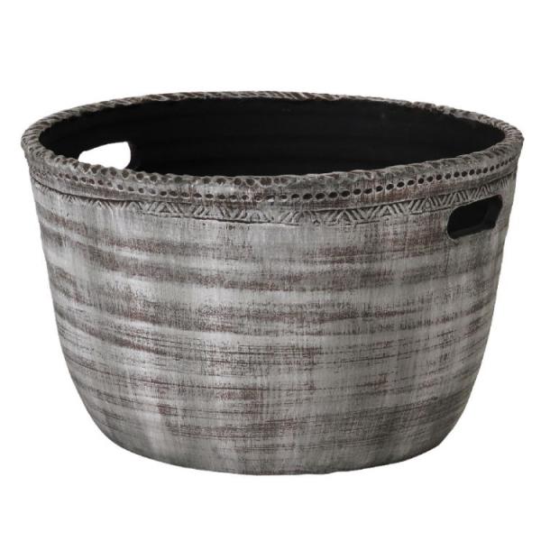 SPICE OF LIFE Wow!クールアフリカン レースライン ラウンドベースハイエンドインテリアにはアフリカンテイストで！温もりが伝わる質感にシンプルなデザインを施した器です。無造作に枝物を入れても、そのまま置いても素敵です。海外イン...