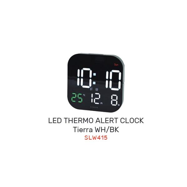 LED THERMO ALERT CLOCK Tierra（ティエラ）大きな画面に大きな数字で視認性に特化したタイプです。大きなお部屋をみんなで室温管理が出来ます。裏面に収納された折畳スタンドを使用すればデスククロックとしてもご使用いただけ...