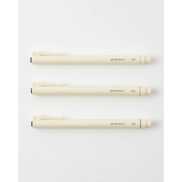 MDノートに寄り添う、直感的な書き心地。耐水性に優れた水性顔料ペン。MDノートでの「書く・描く」体験をさらに広げる、耐水性のミリペンが登場しました。にじみにくい水性顔料インクを採用し、文字だけでなくイラストや水彩絵の具との組み合わせにも最適...