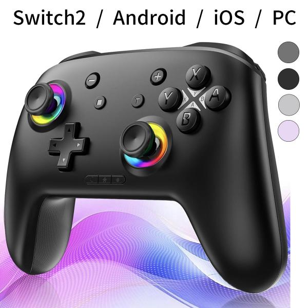 商品説明Switch1/2、Lite、OLED、PC、iOS、Android対応のワイヤレスコントローラーです。ホール効果スティック、Cボタン、背面マクロ、Turbo連射、4段階振動、ジャイロ機能を搭載。9種類のRGBライト効果と1000m...