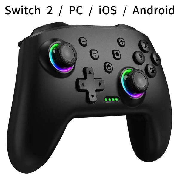 商品説明Switch1 / Switch2 / Lite / OLED / Android / iOS / PC対応のワイヤレスコントローラーです。9色RGBライトと3種類の発光モードにより、ゲームプレイを華やかに演出します。背面ボタンによ...