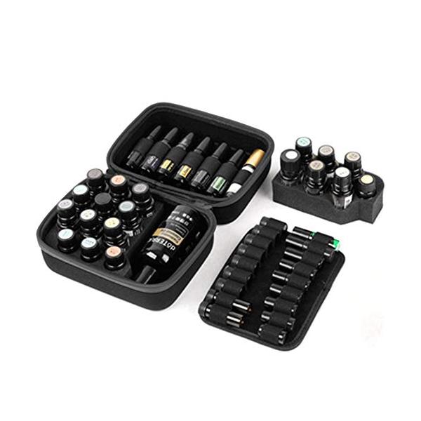 カラー：ブラックスタイル：Design良質なEVA素材を採用、頑丈な作りで耐久性高い。内部は柔軟で耐衝撃性があり、ボトルをちゃんと保護する。対応できるボトル：5ml 10ml 15ml 115ml　2種類の仕切り付き、ボトルを最大37本収納...