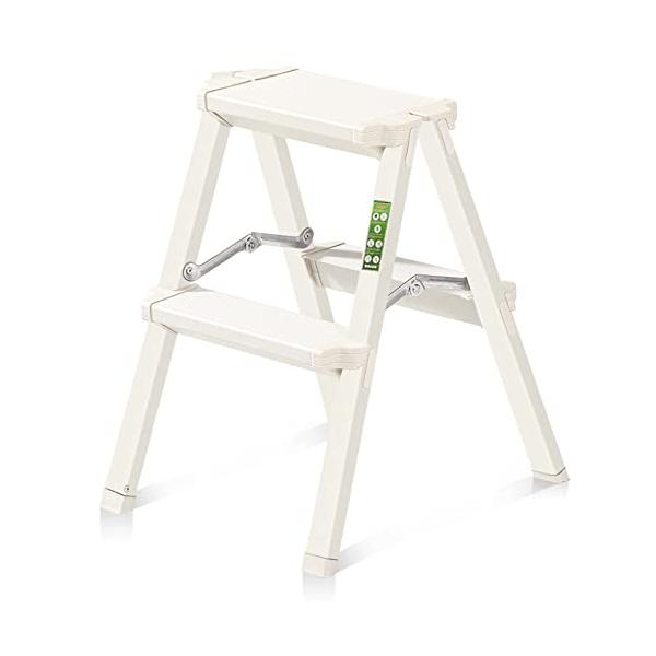 カラー：ホワイトサイズ：二段★【商品寸法】広げた状態：幅36.5cm×奥行42cm×高さ49cm 　収納時：幅36.5cm×奥行16cm×高53cm、コンパクトなデザイン、空間を省いて、狭い場所でも収納られます。★【商品素材】アルミ製で、耐...