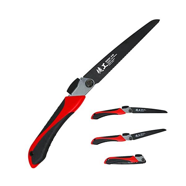 カラー：シルバースタイル：粗大ごみ解体用サイズ:使用時/全長440×幅45×厚さ20mm、収納時/全長240×幅58×厚さ20mm重量:230g刃渡り:210mm材質:炭素工具鋼SK85