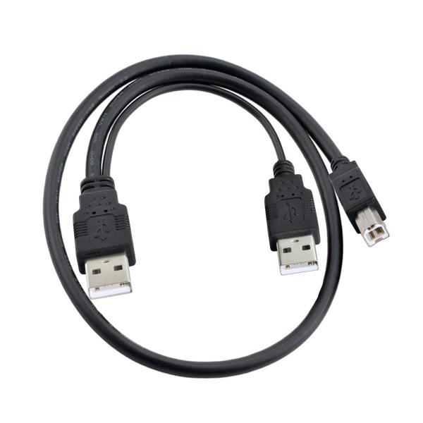 カラー：ブラックデュアルパワー。CY デュアルUSB 2.0オス標準BオスYケーブル プリンタスキャナー外付けハードディスクドライブ用5V電源対応このケーブルは1台のコンピューターでのみ動作します。2台のコンピューターから1台のusb-bデ...