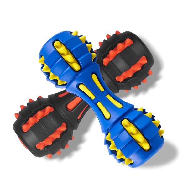 カラー：黒＆青スタイル：噛むおもちゃ・【天然材質】100%天然ゴムで作られた犬噛むおもちゃです。弾性と耐久性が抜群！子供用品と同レベルのゴムを使い、無毒で、安心にワンちゃんに噛ませてください。・【知育おもちゃ】発声装置を搭載し、押したり噛ん...