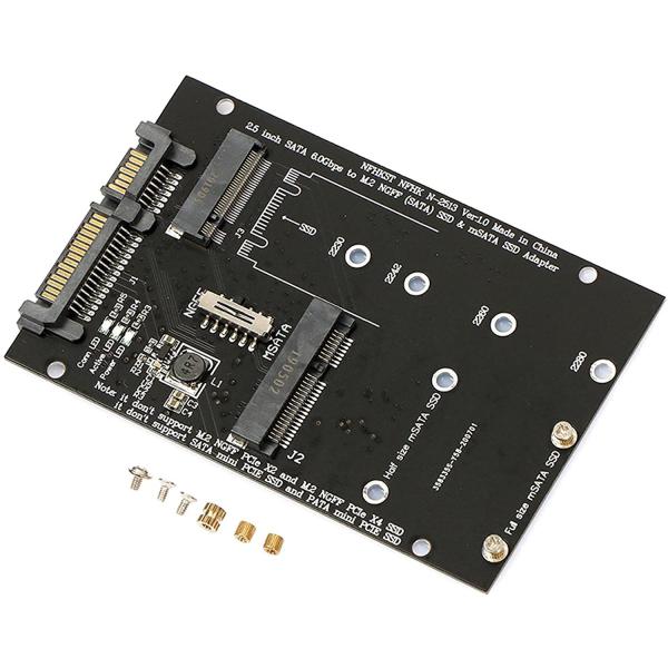 mini pci-e mSATA SSD または SATA M.2 NGFF SSDを2.5インチ SATA に変換するアダプターです。M.2 SSDにはSATA、NVMe、AHCI等の規格があります、本製品対応しているのはSATA規格のM...