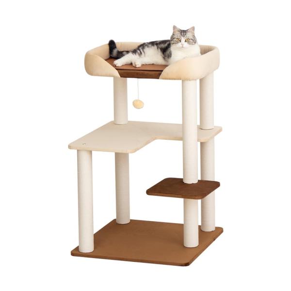 カラー：高さ95cmタイプ【ご注意】のLULUCAT OFFICIALよりお買い求めください【安定性バツグン】土台は広めなので、安定性には安心いただけます。猫ちゃんが勢いよく飛び上っても倒れません。【クッション詰めベッド】ベッドはクッション...