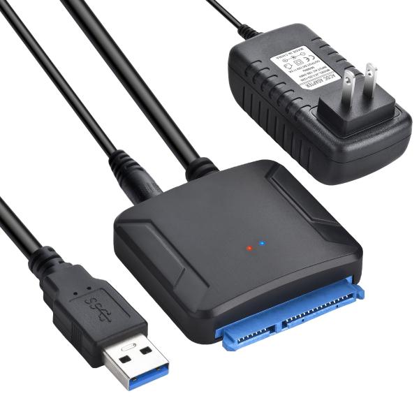 【SATA USB変換ケーブル】3.5インチSATA HDDおよび2.5インチSATA HDD SSDドライブをUSB3.0でコンピューターに接続し、データへのアクセスとバックアップを行えます。ご注意：消費電力が高いデバイス(3.5インチH...